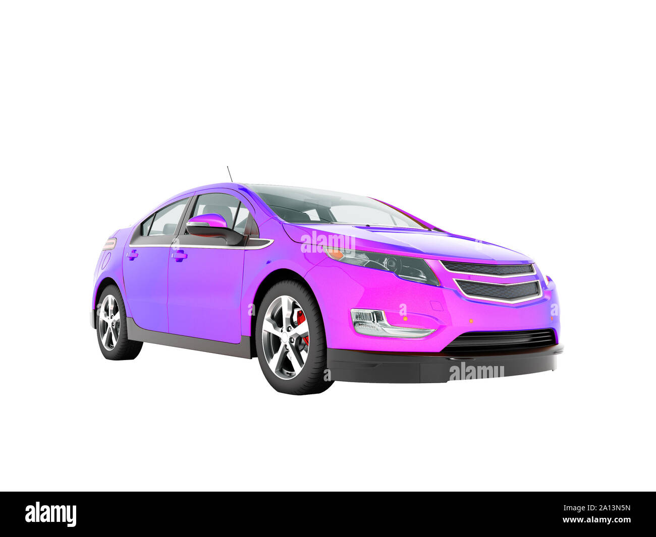 Modern electric car mix purple front from below 3d render perspective ...