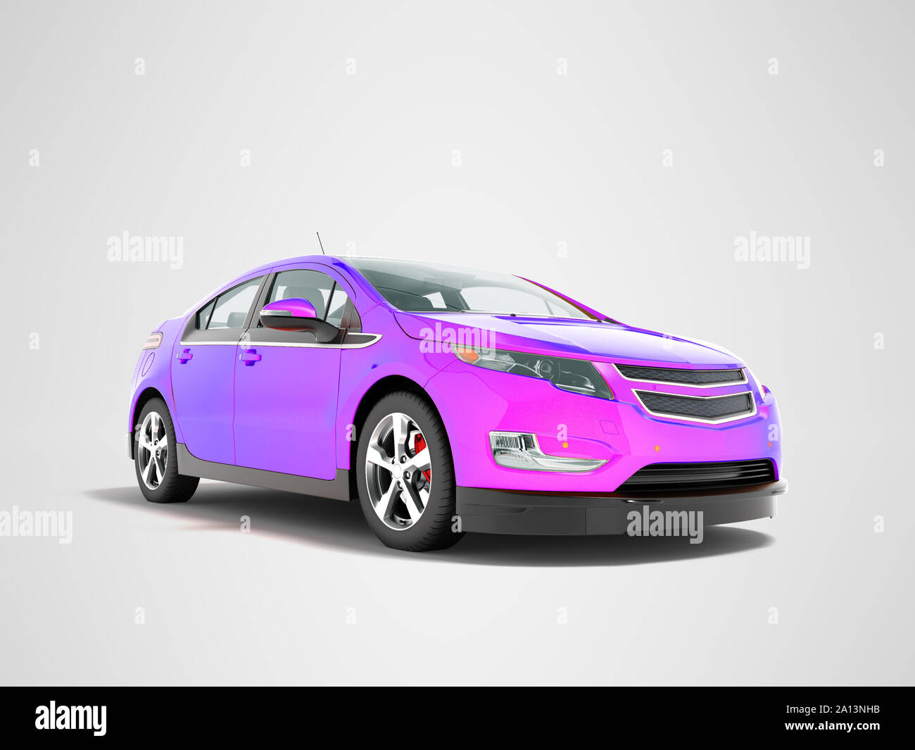 Modern electric car mix purple front from below 3d render perspective ...