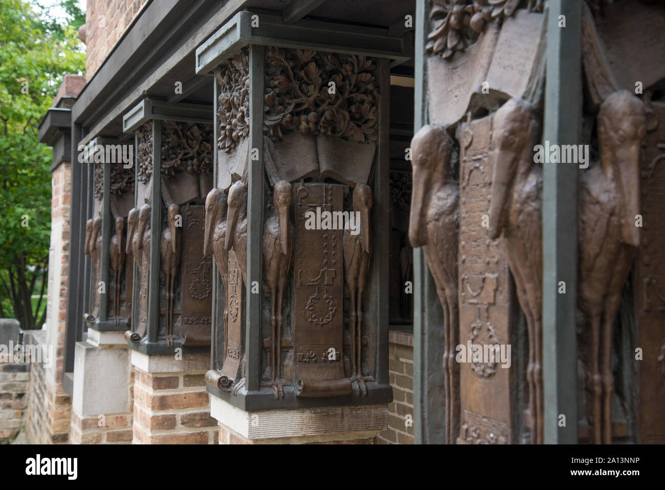 Columns infront of the Frank Lloyd Wright House in Chicago Stock Photo ...
