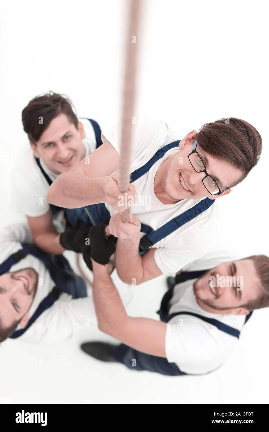 background image is a group of workers rising up Stock Photo - Alamy