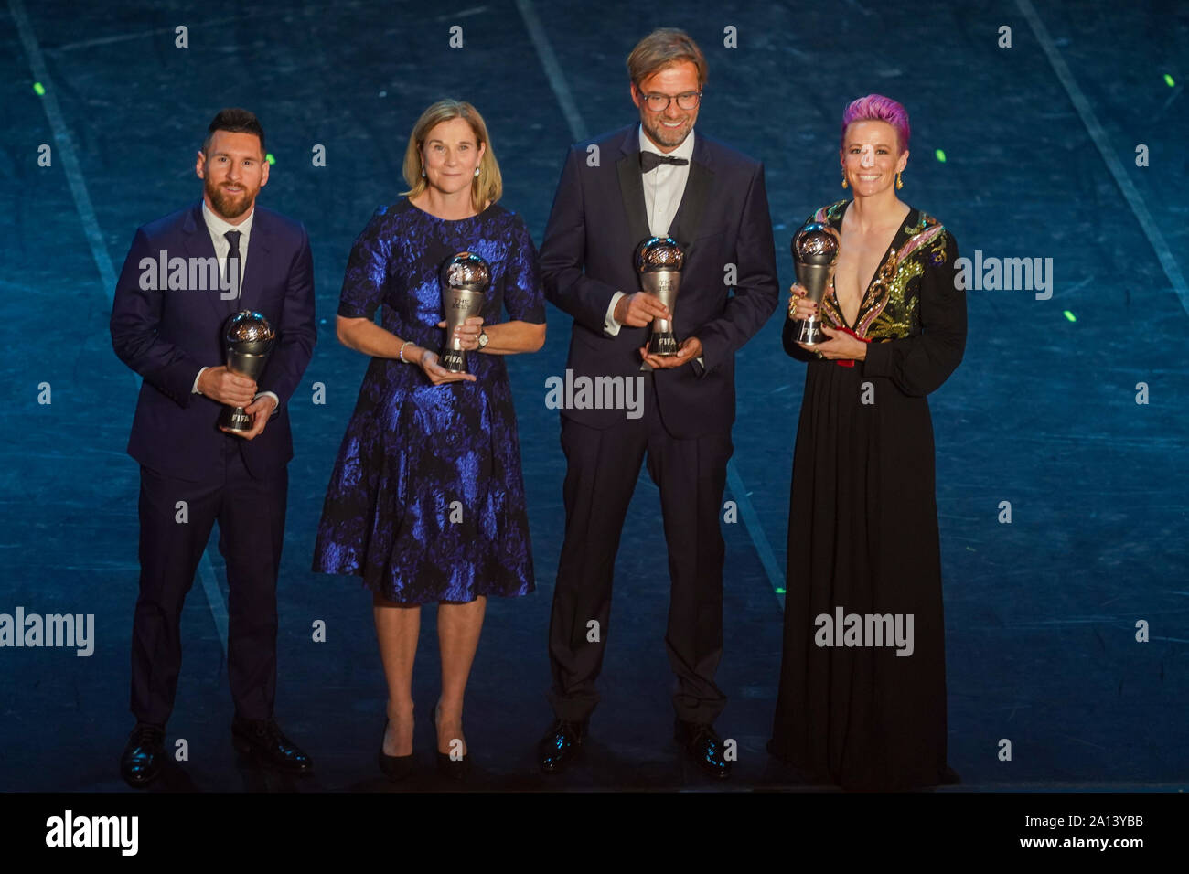 Milan, Italy. 23rd Sep 2019. Lionel Messi, Jill Ellis, Jürgen Klopp and ...