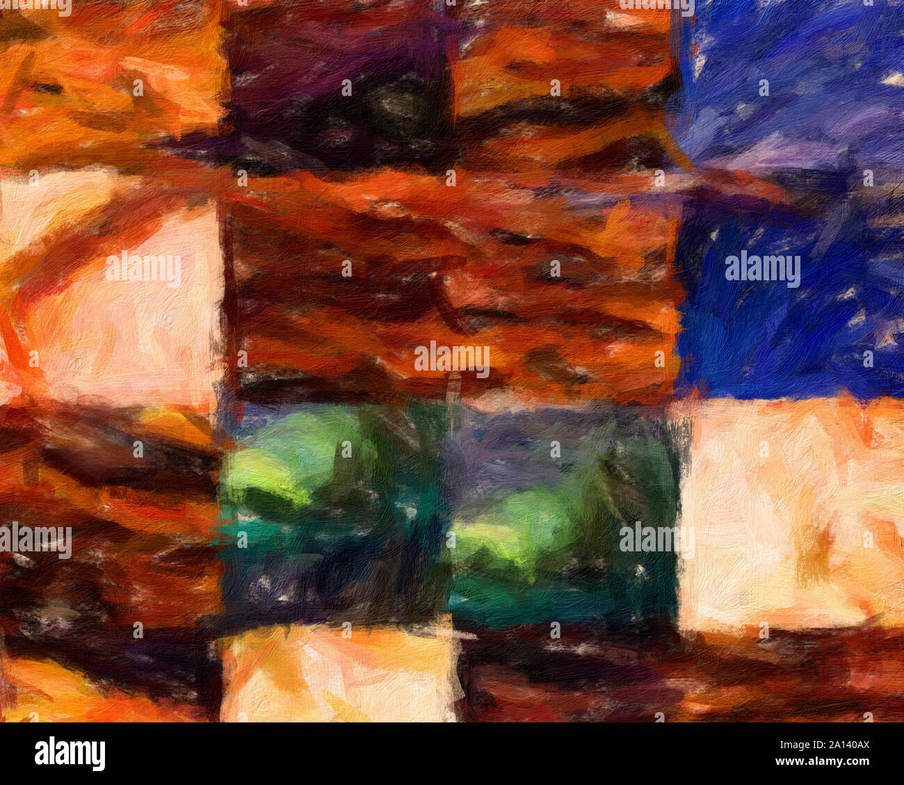 Abstract painting in oil background, splashes of paint on canvas ...