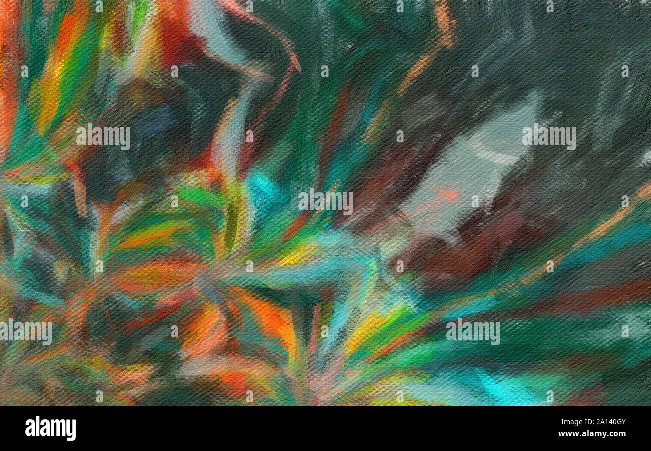 Abstract painting in oil background, splashes of paint on canvas ...