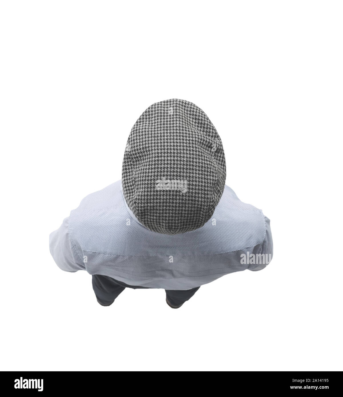 top view. a young man in a checkered cap Stock Photo - Alamy