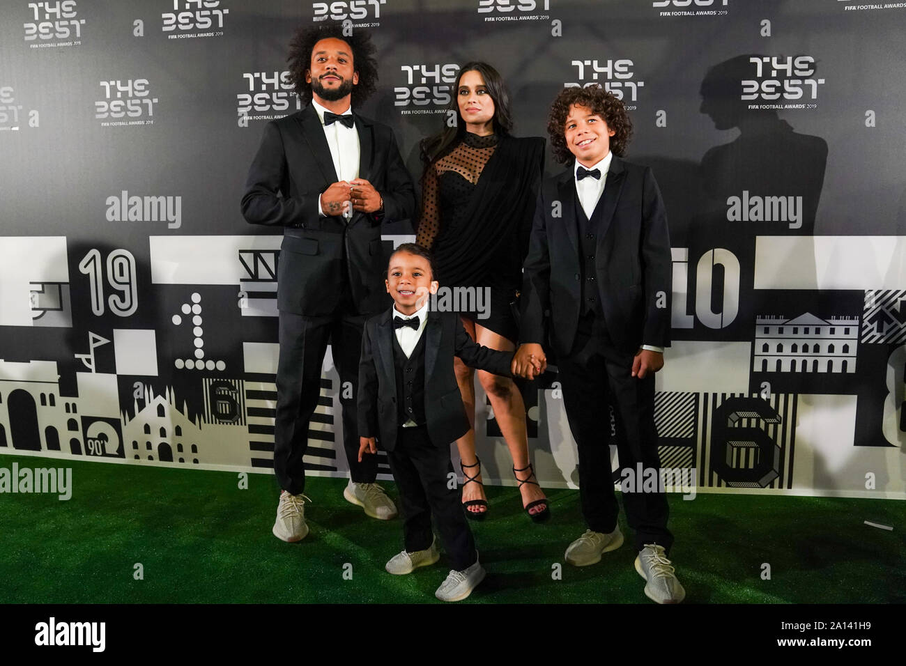 Milan, Italy. 23rd Sep 2019. Marcelo Vieira and his family on the green ...