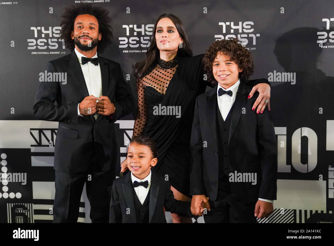 Milan, Italy. 23rd Sep 2019. Marcelo Vieira and his family on the green ...