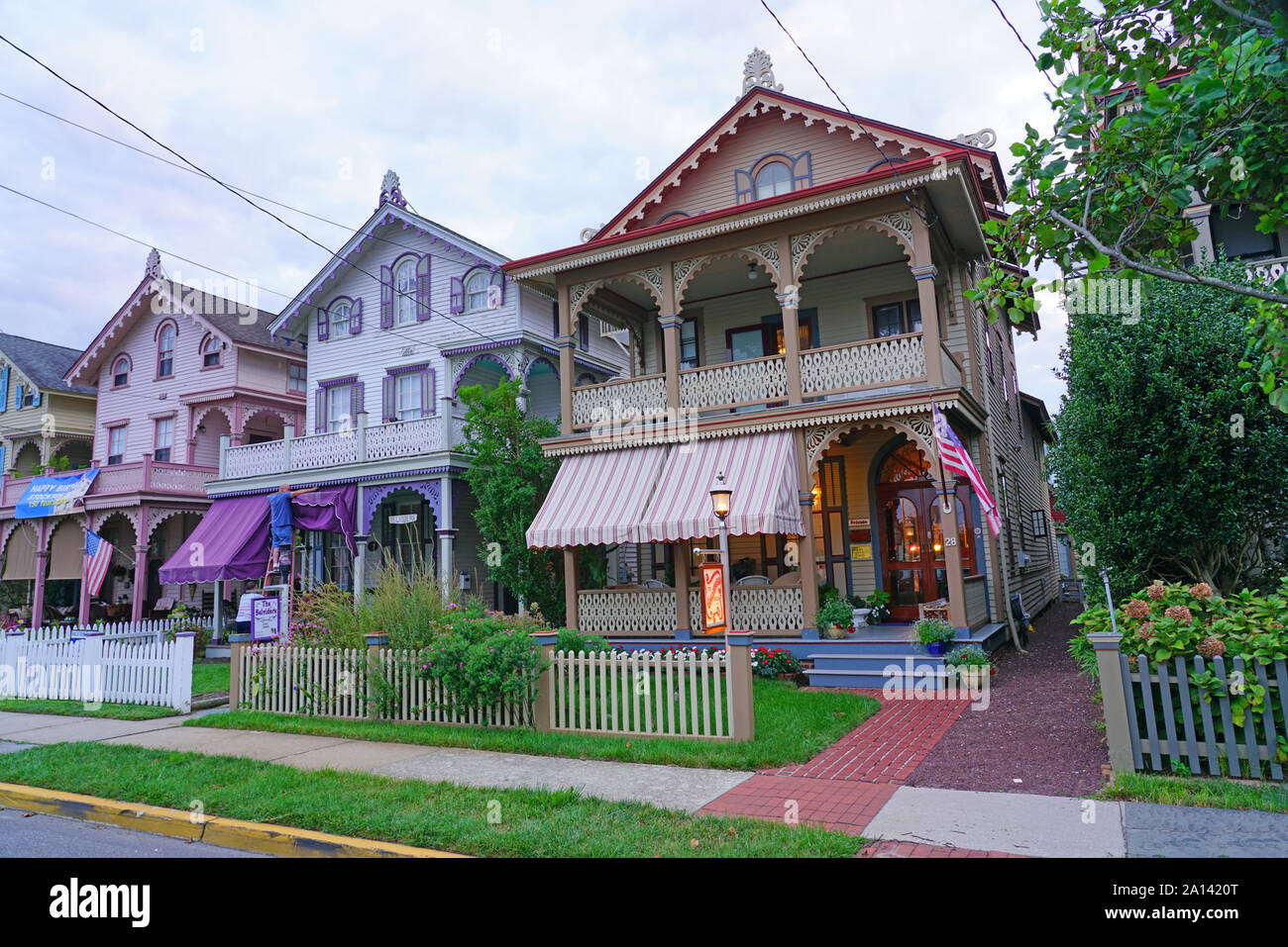 CAPE MAY, NJ -8 SEP 2019- View of colorful historic Victorian houses in ...