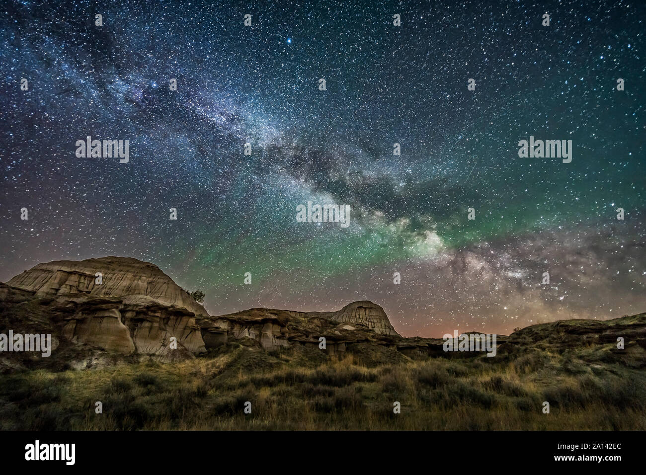 The Summer Milky Way Rising Above Dinosaur Provincial Park Alberta