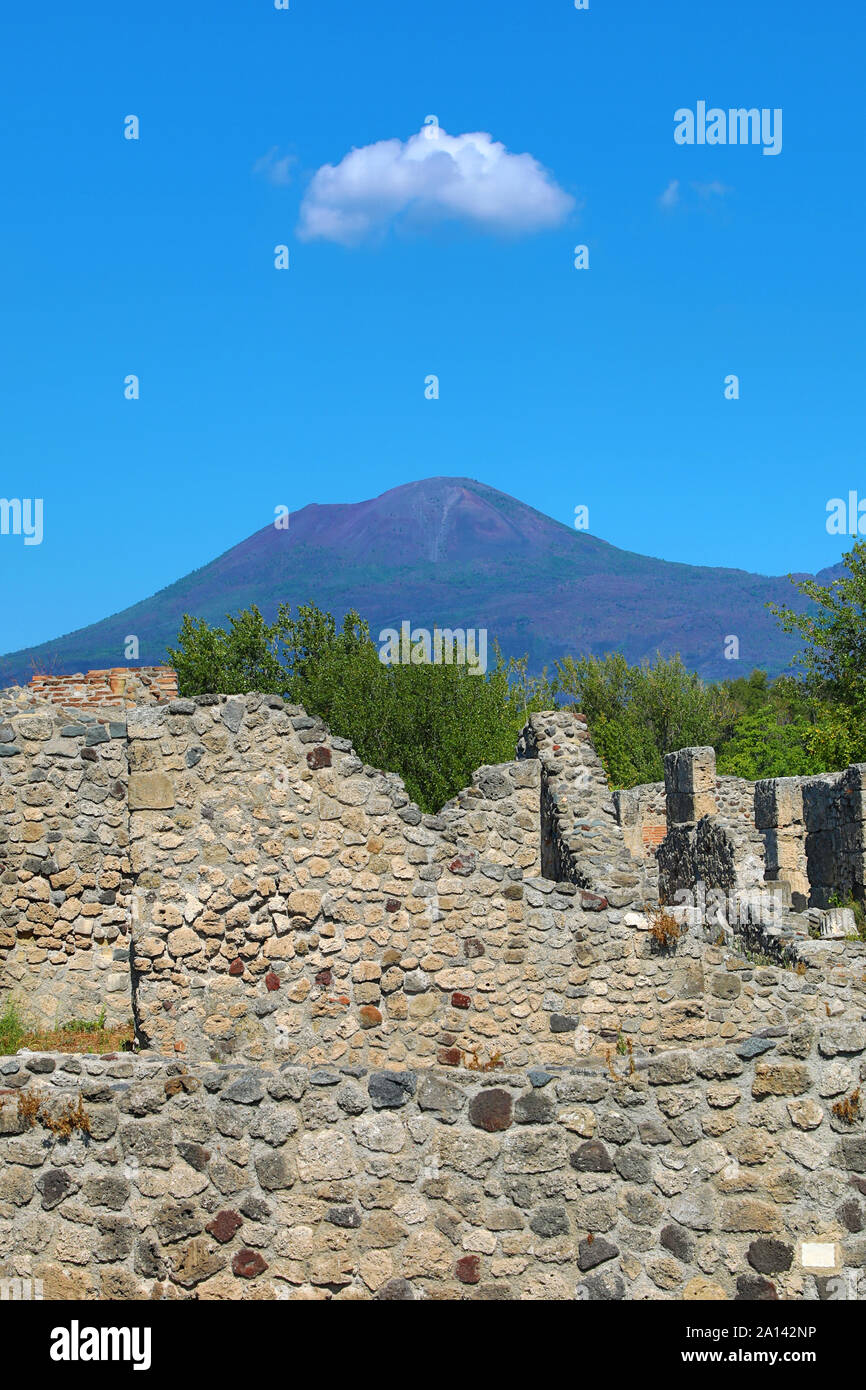 Ruins of the ancient Roman city of Pompeii and Mount Vesuvius, Italy ...