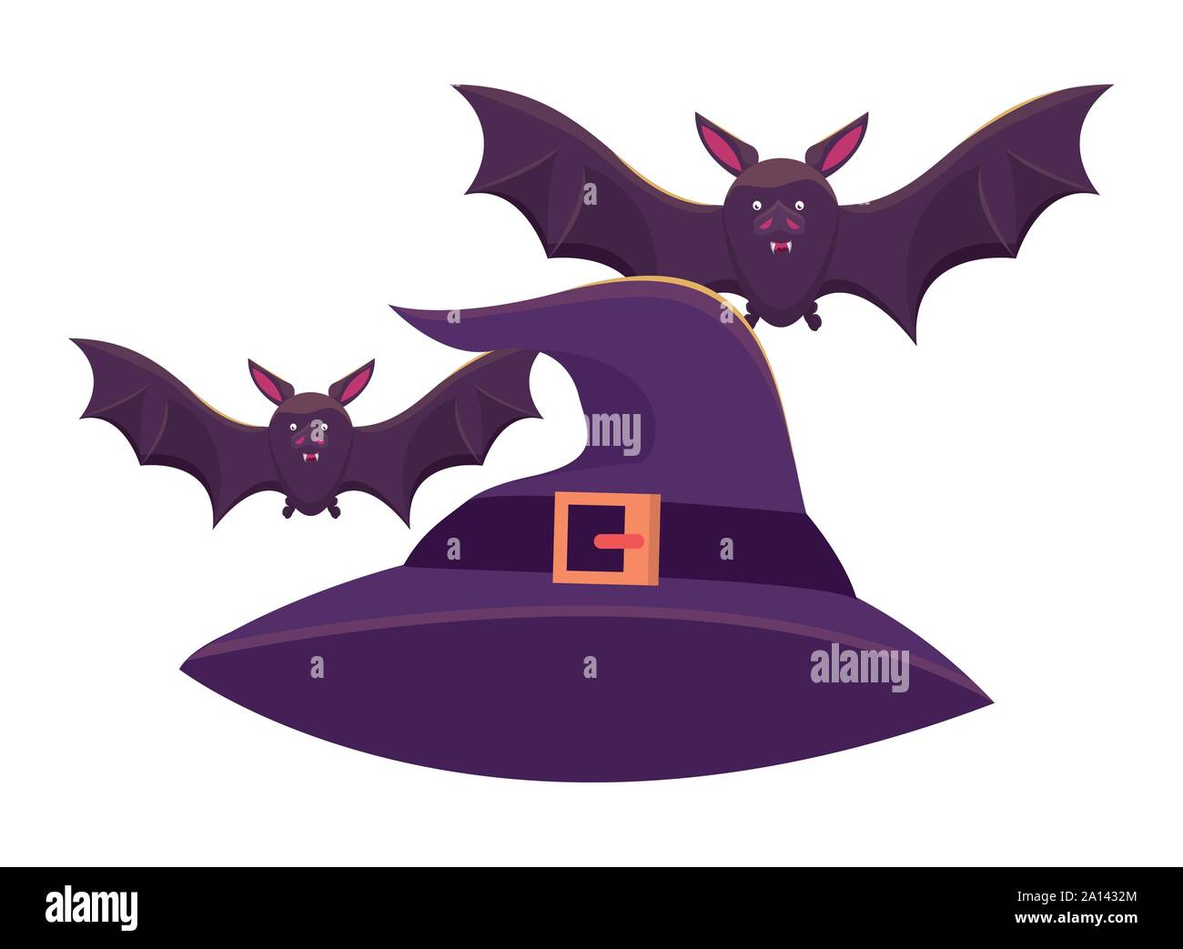 halloween bats flying with witch hat Stock Vector Image & Art - Alamy