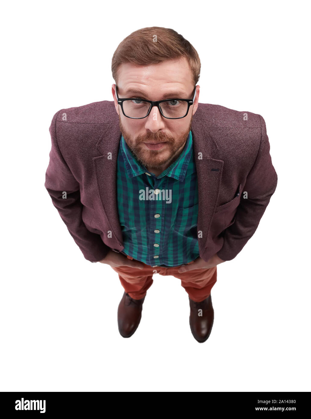 top view. confident young man looking forward Stock Photo - Alamy