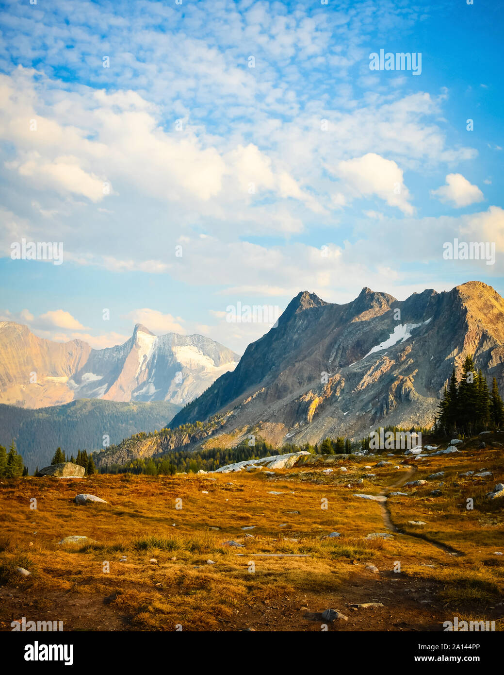 Mount Bastille from the Jumbo Pass hiking trail in fall, Purcell ...