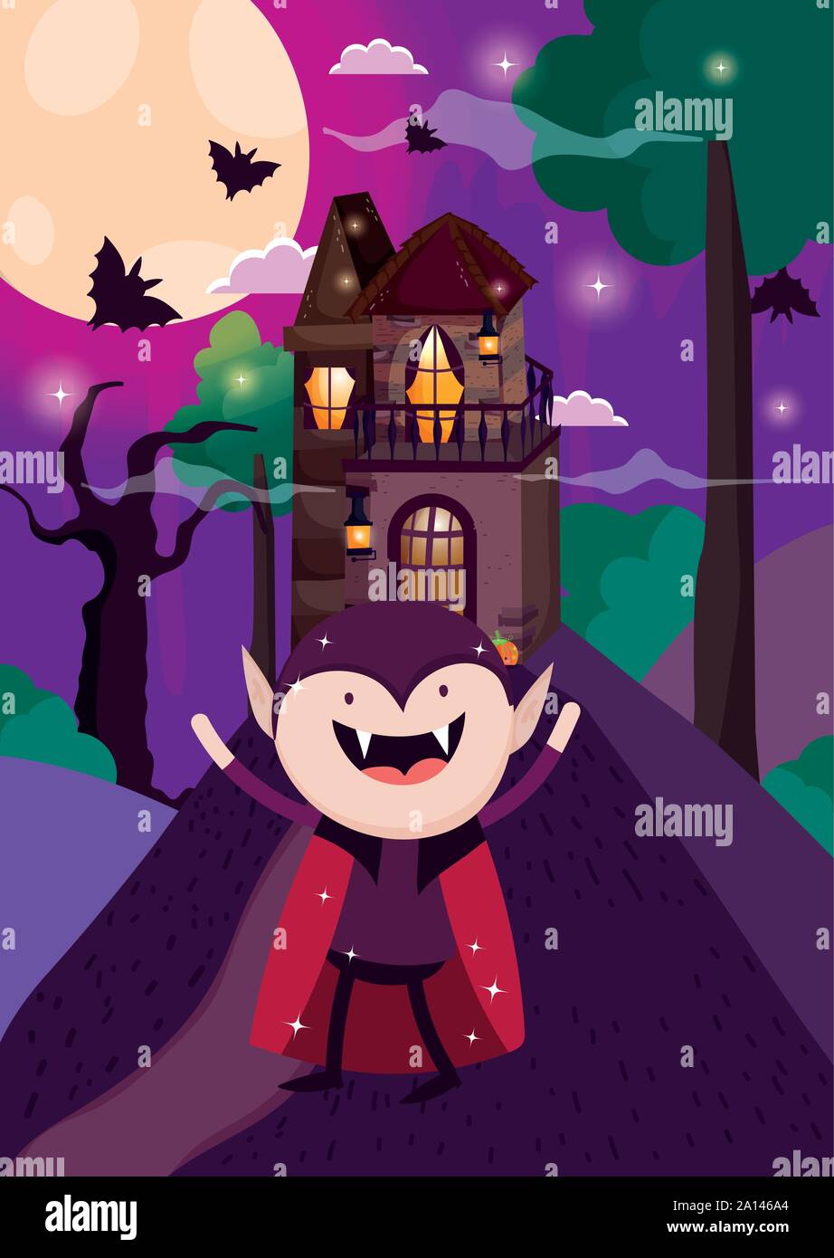 happy dracula trick or treat - happy halloween vector illustration ...