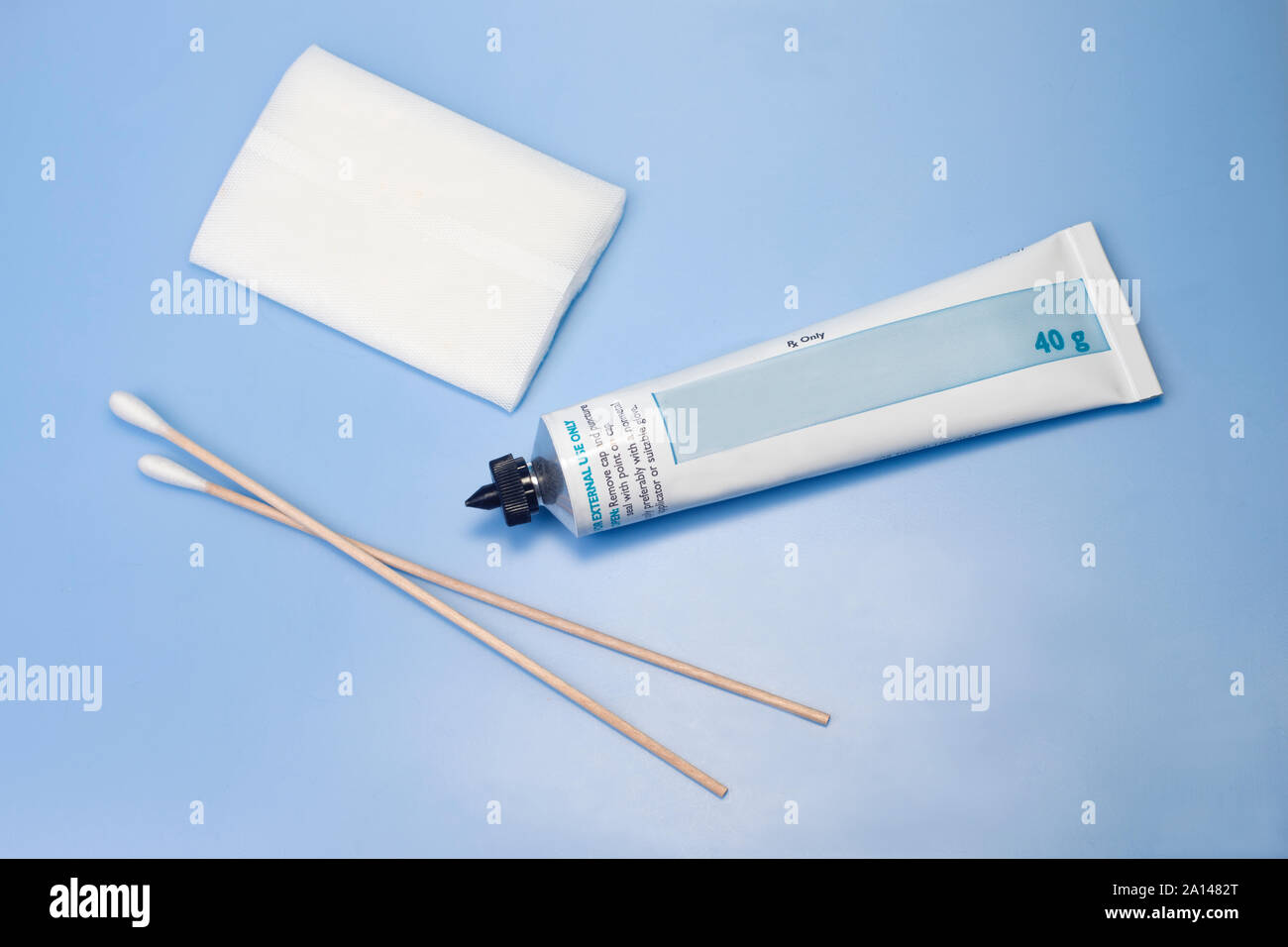 Ointment application supplies with sterile bandage Stock Photo - Alamy