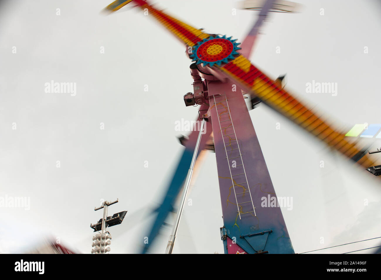 Slow shot of the mechanical arms in a pendulum movement of mechanical ...