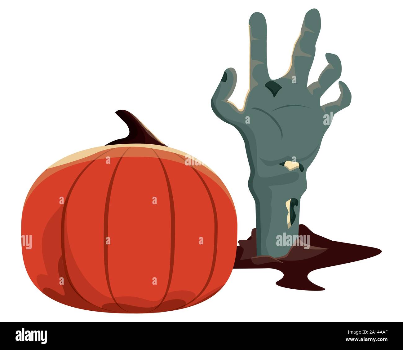 halloween pumpkin with zombie hand Stock Vector Image & Art - Alamy