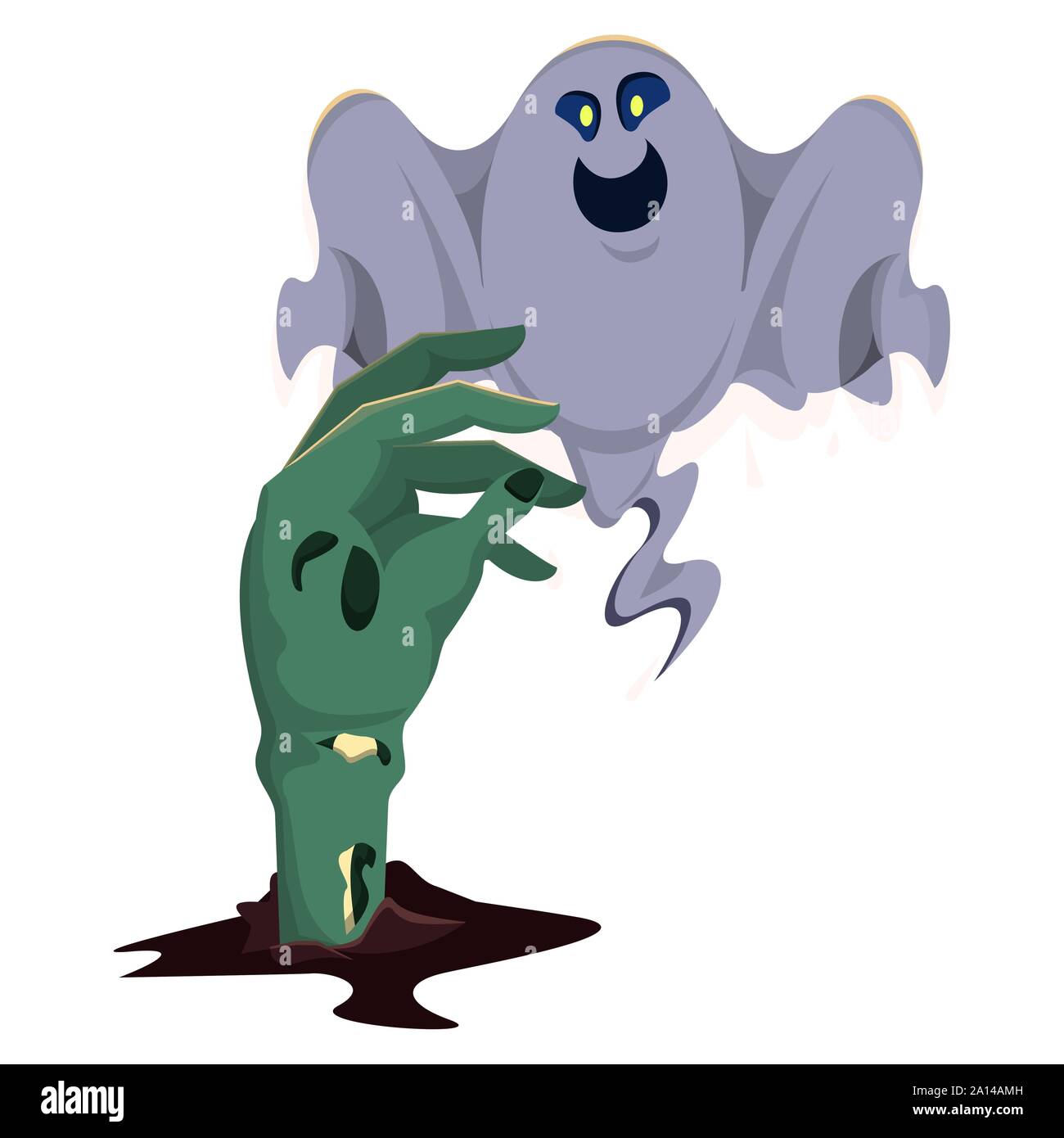 halloween ghost floating with zombie hand Stock Vector Image & Art - Alamy