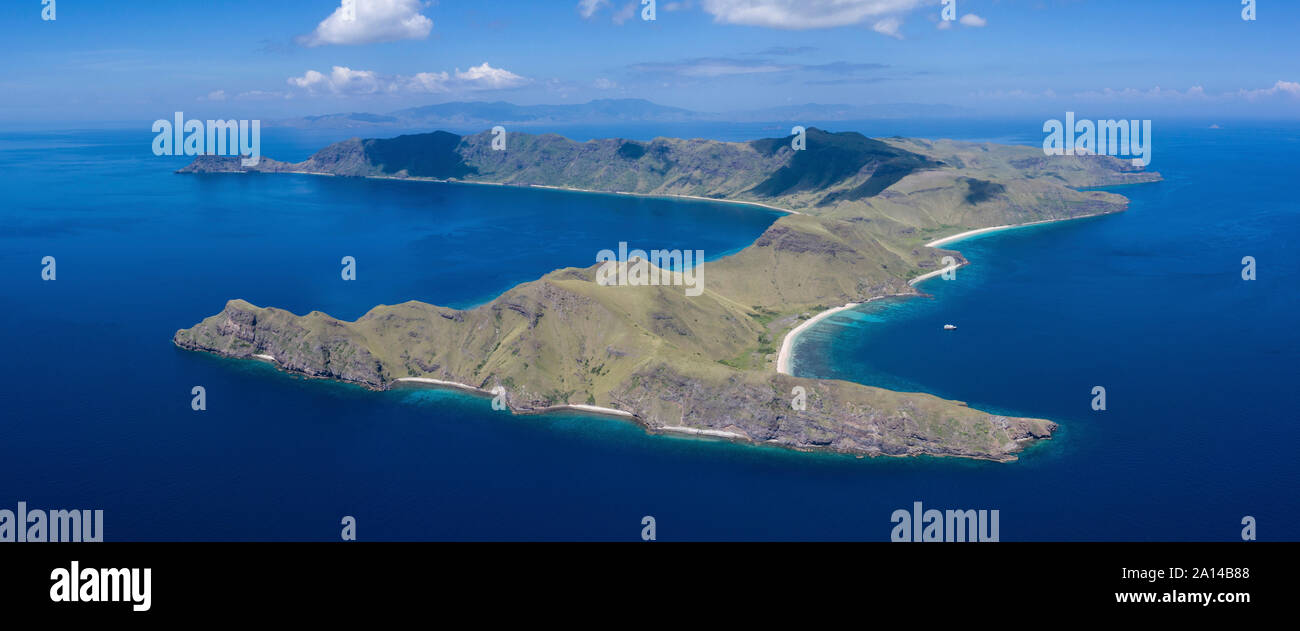 Aerial view of the idyllic island of Gili Banta, Indonesia Stock Photo ...