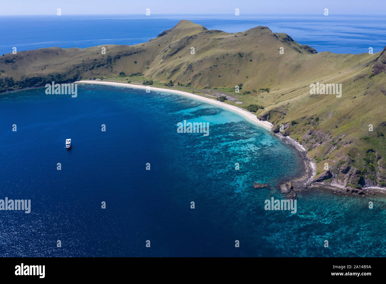 Aerial view of the idyllic island of Gili Banta, Indonesia Stock Photo ...