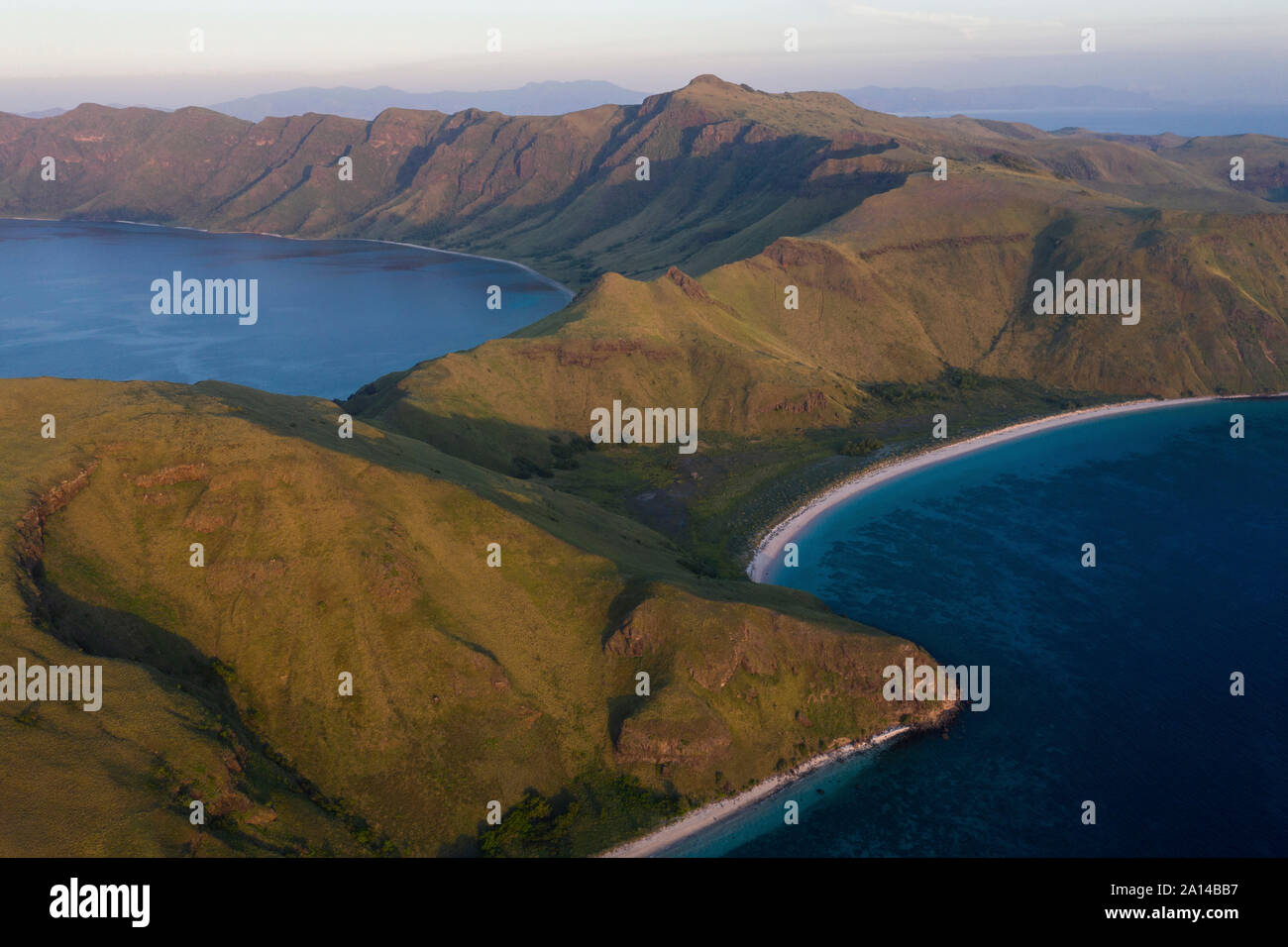 Aerial view of the idyllic island of Gili Banta, Indonesia Stock Photo ...