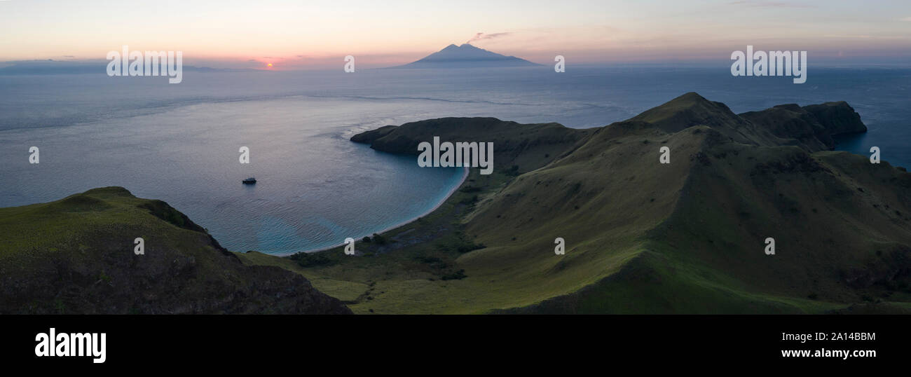 Aerial view of the idyllic island of Gili Banta, Indonesia Stock Photo ...