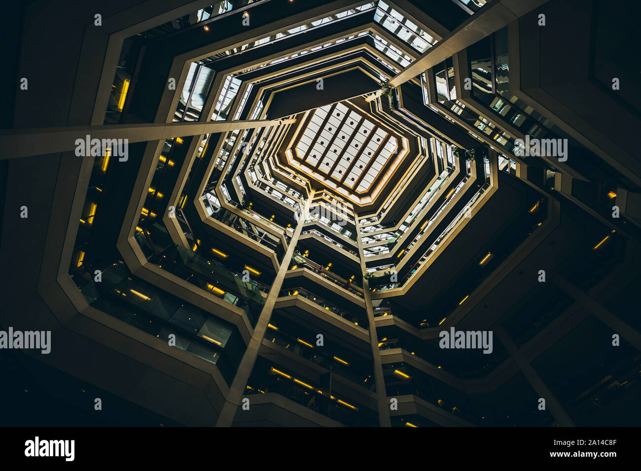 Atrium on Bay shopping mall and office tower interior in downtown ...