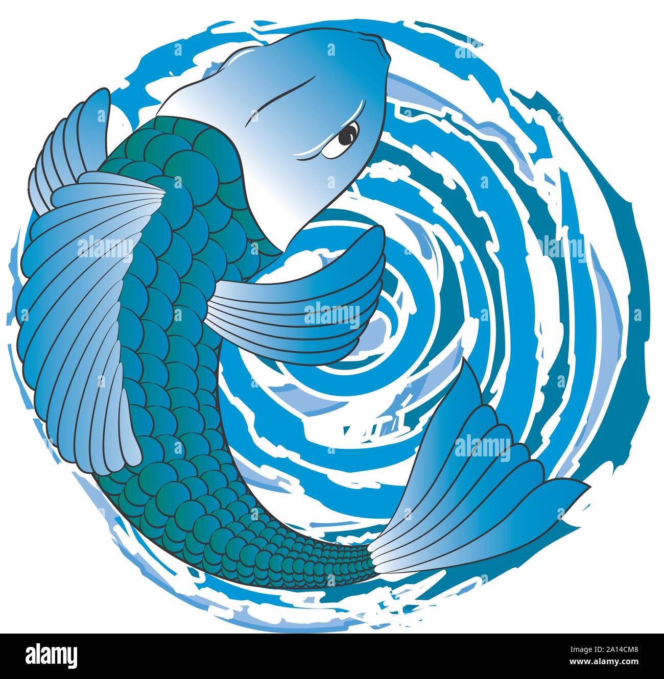 Magic fish on a blue background vector illustration. illustration for t ...