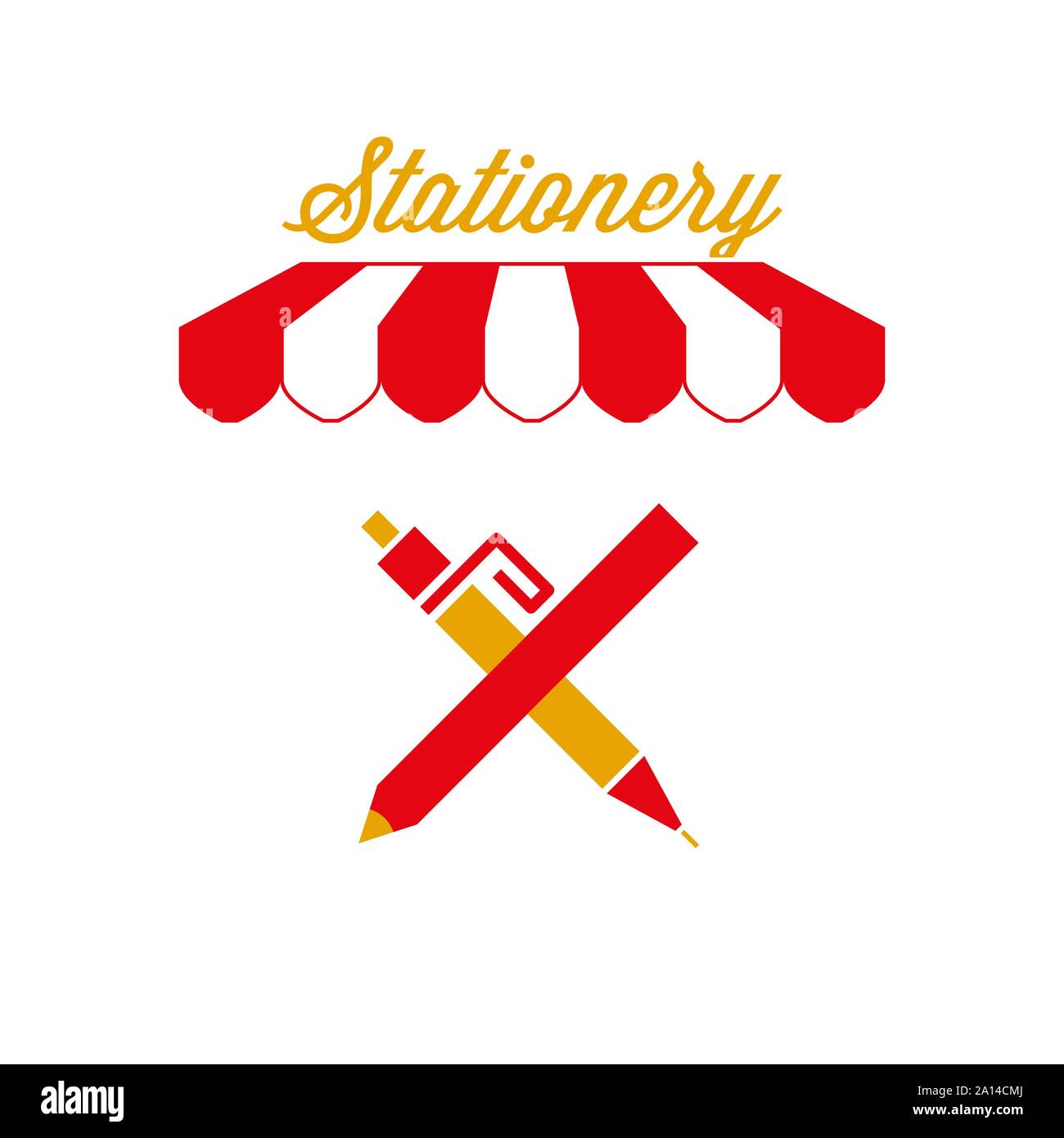 Stationery Sign, Emblem. Red and White Striped Awning Tent. Pen and ...