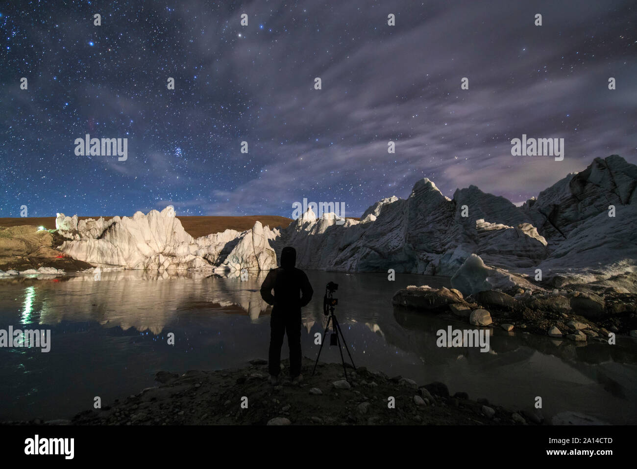 The night sky above a glacier in the Himalayas of Tibet Stock Photo - Alamy