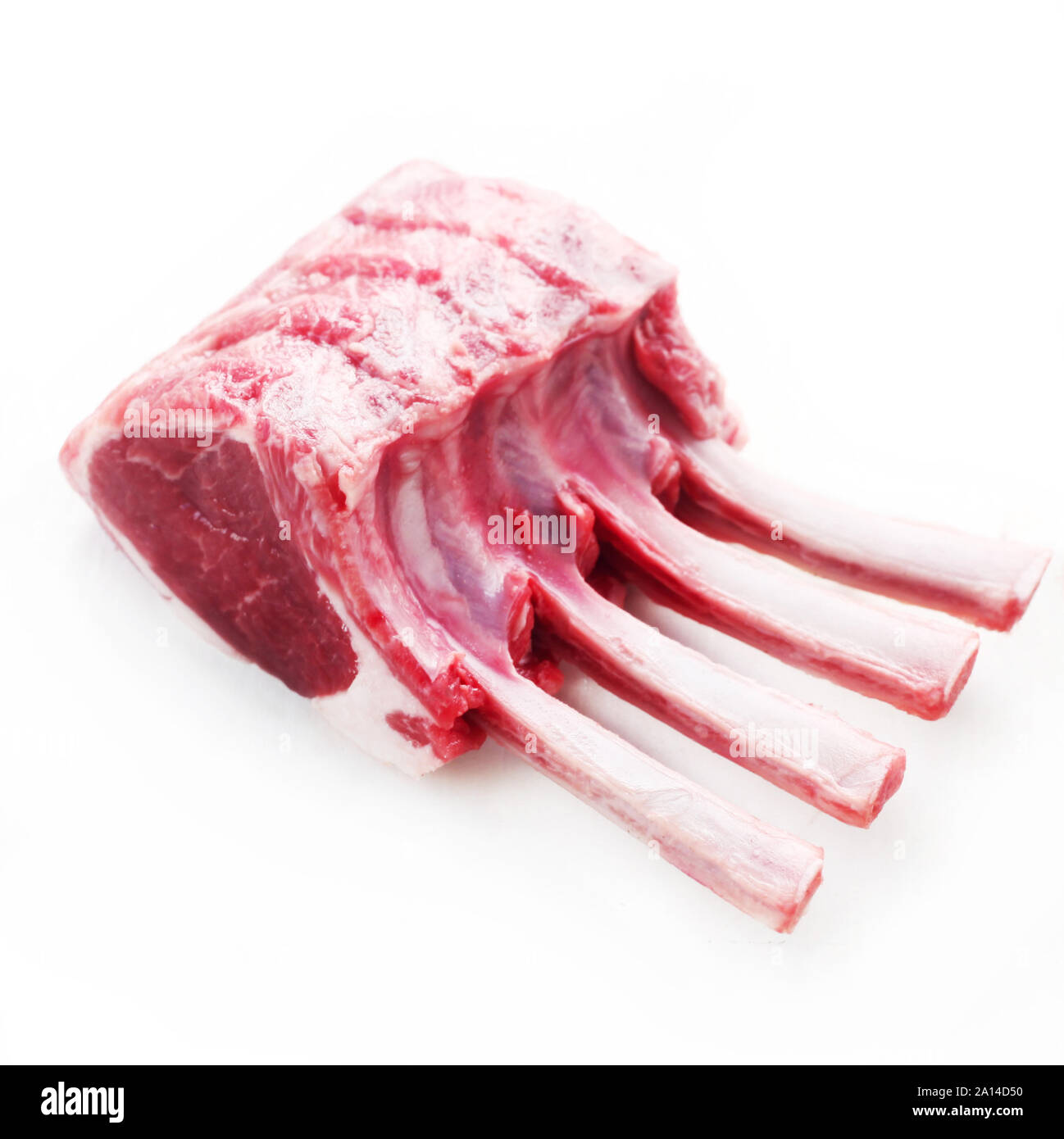 Raw Rack Of Lamb Isolated On White Stock Photo - Alamy
