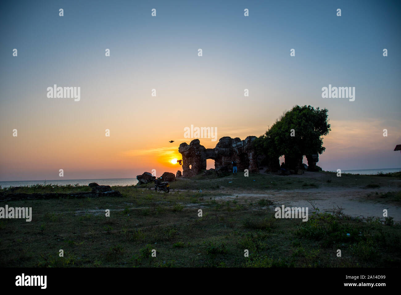 Ruins of the Doric Bungalow at Arippu , Mannar, Sri Lanka. Residence of ...