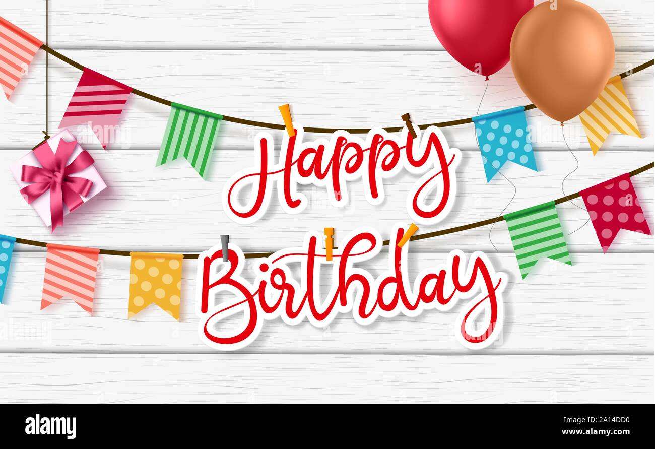 Happy birthday vector greeting background design. Happy birthday paper ...