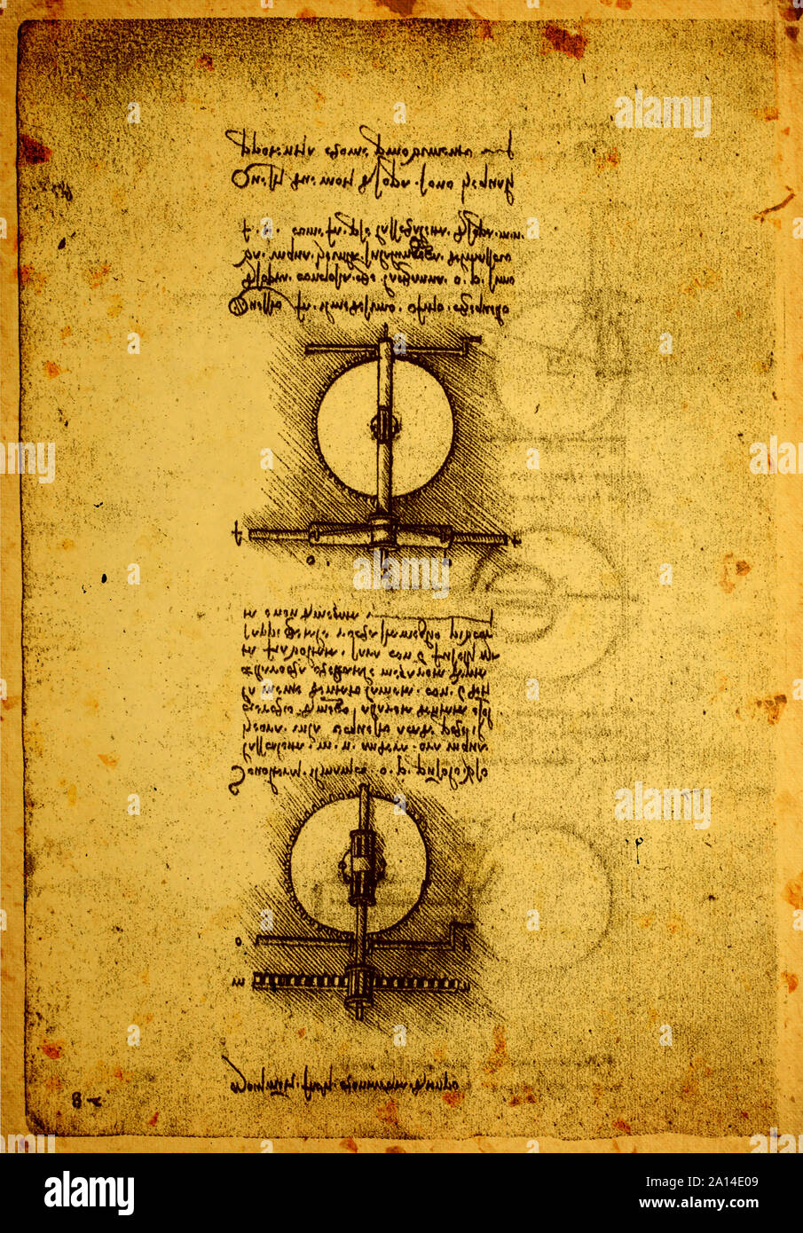 14th Century Leonardo da Vinci engineering drawing Stock Photo - Alamy