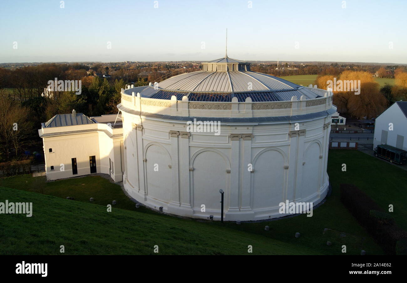 The rotunda of the Battle's Panorama as seen from the Lion's Mound ...