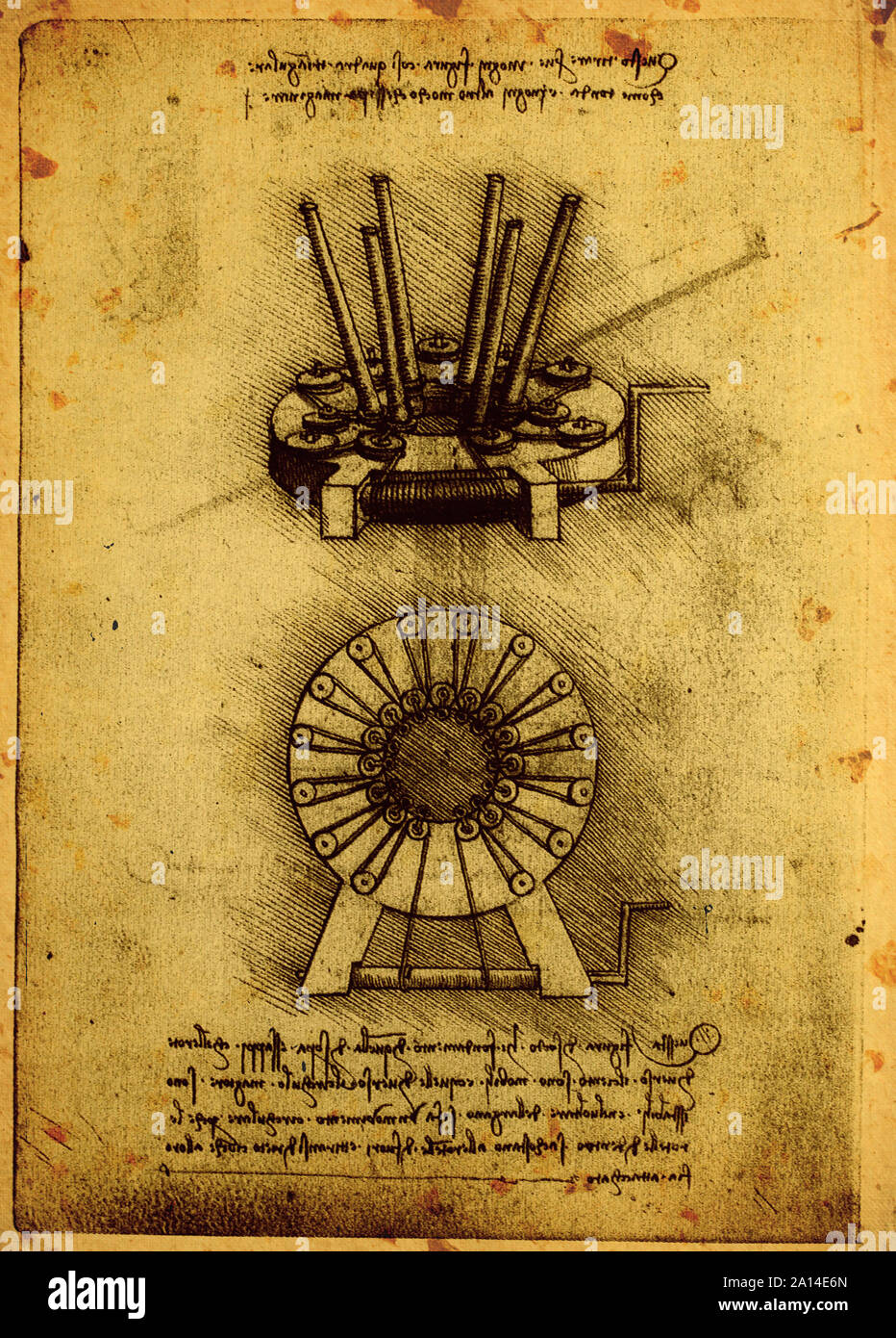 14th Century Leonardo da Vinci engineering drawing Stock Photo - Alamy