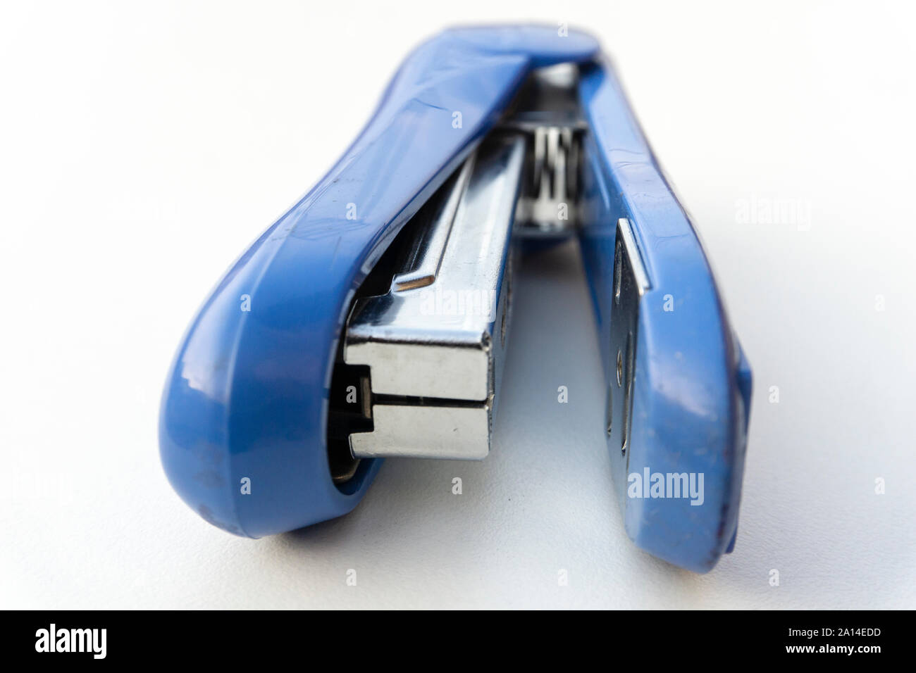 Blue stapler isolated on white background Stock Photo - Alamy