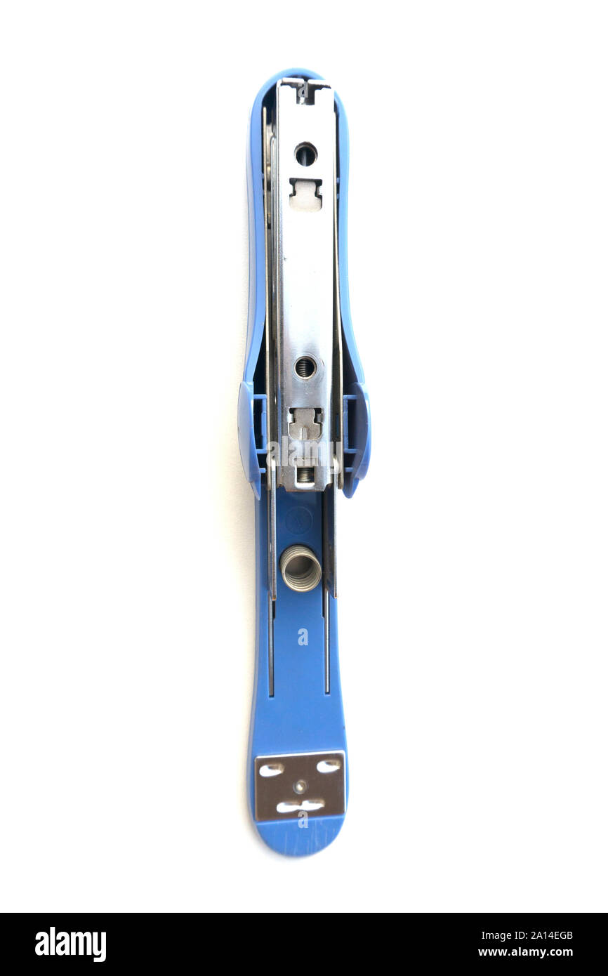 Blue stapler isolated on white background Stock Photo - Alamy