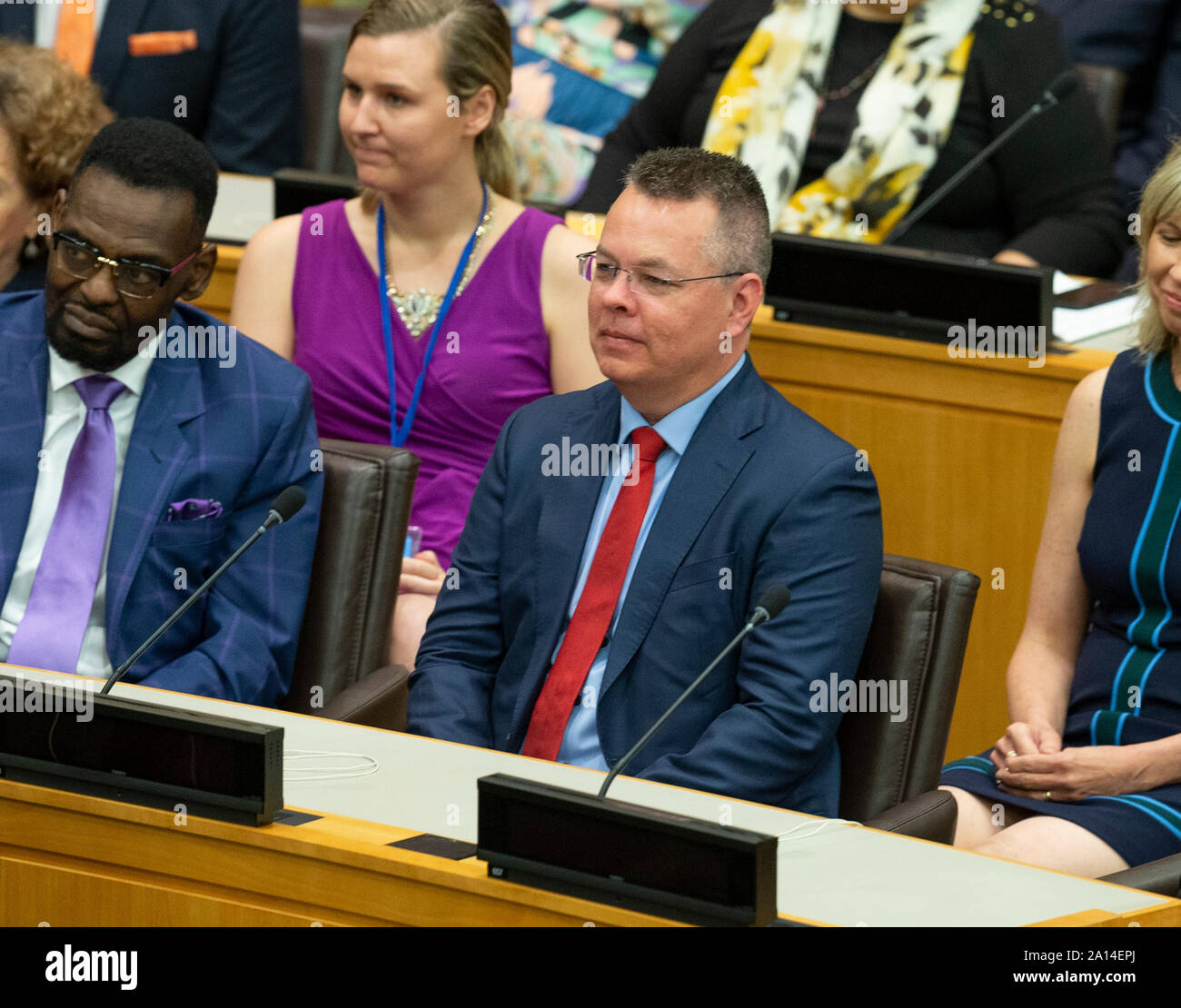 New York, United States. 23rd Sep, 2019. Pastor Andrew Brunson attends ...