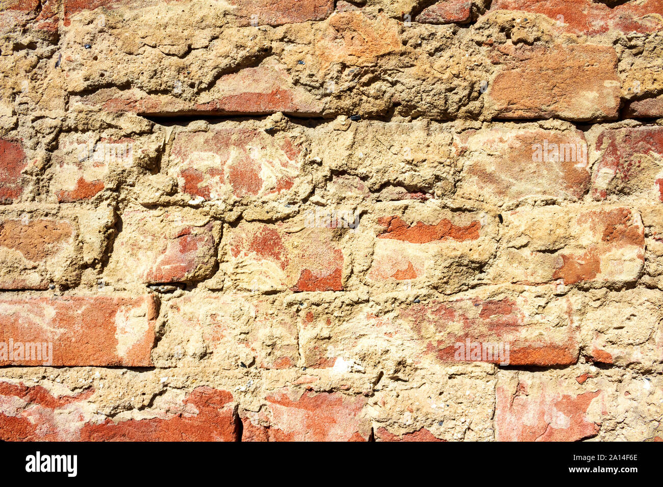 Background of old vintage brick wall with frozen cement Stock Photo - Alamy