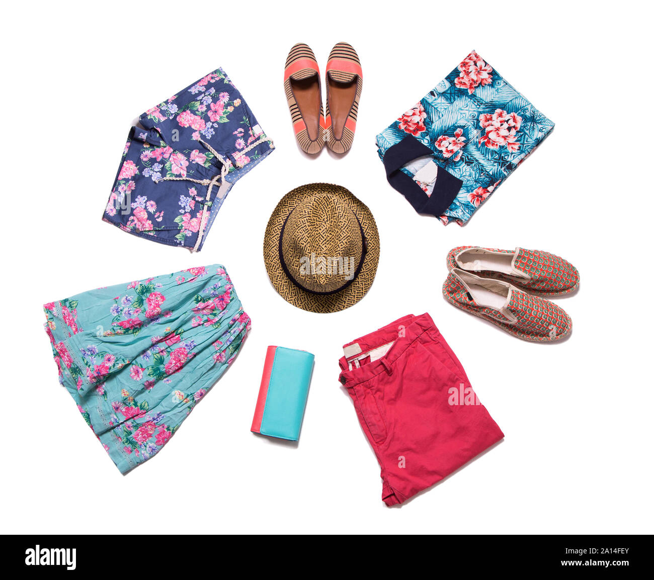 Beautiful clothes on a white background decomposed in a circle Stock ...