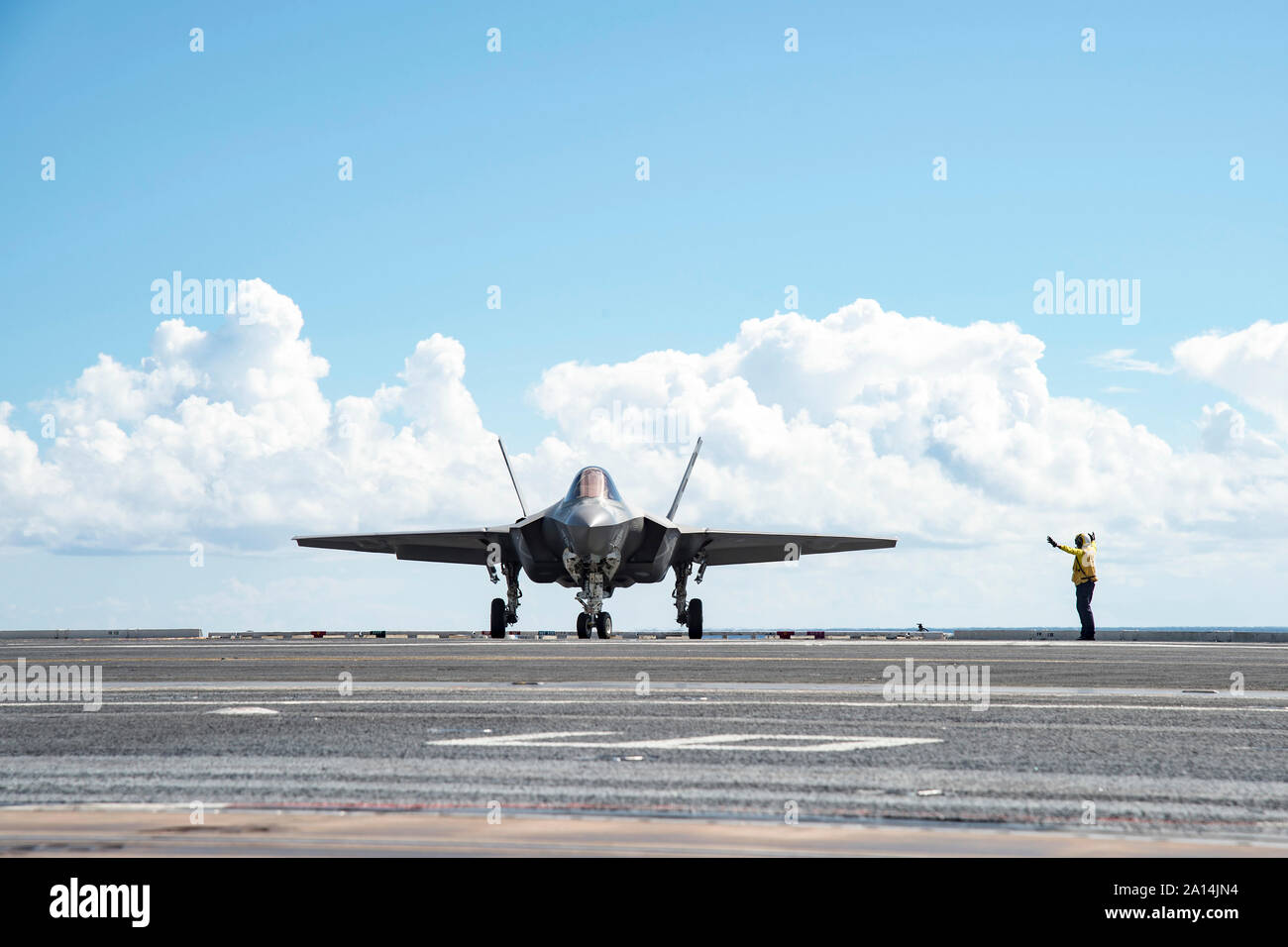 An F 35c Lightning Ii On The Flight Deck Of The Aircraft Carrier Uss