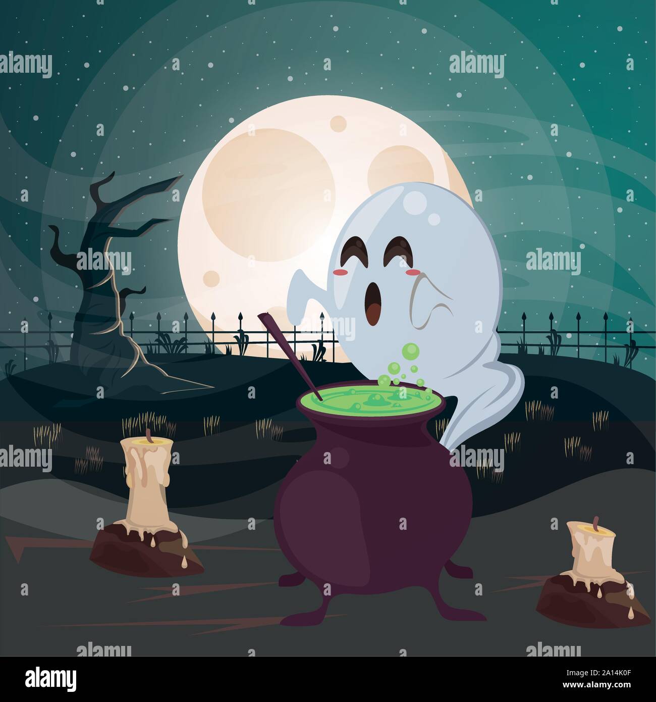 halloween dark scene with ghost Stock Vector Image & Art - Alamy