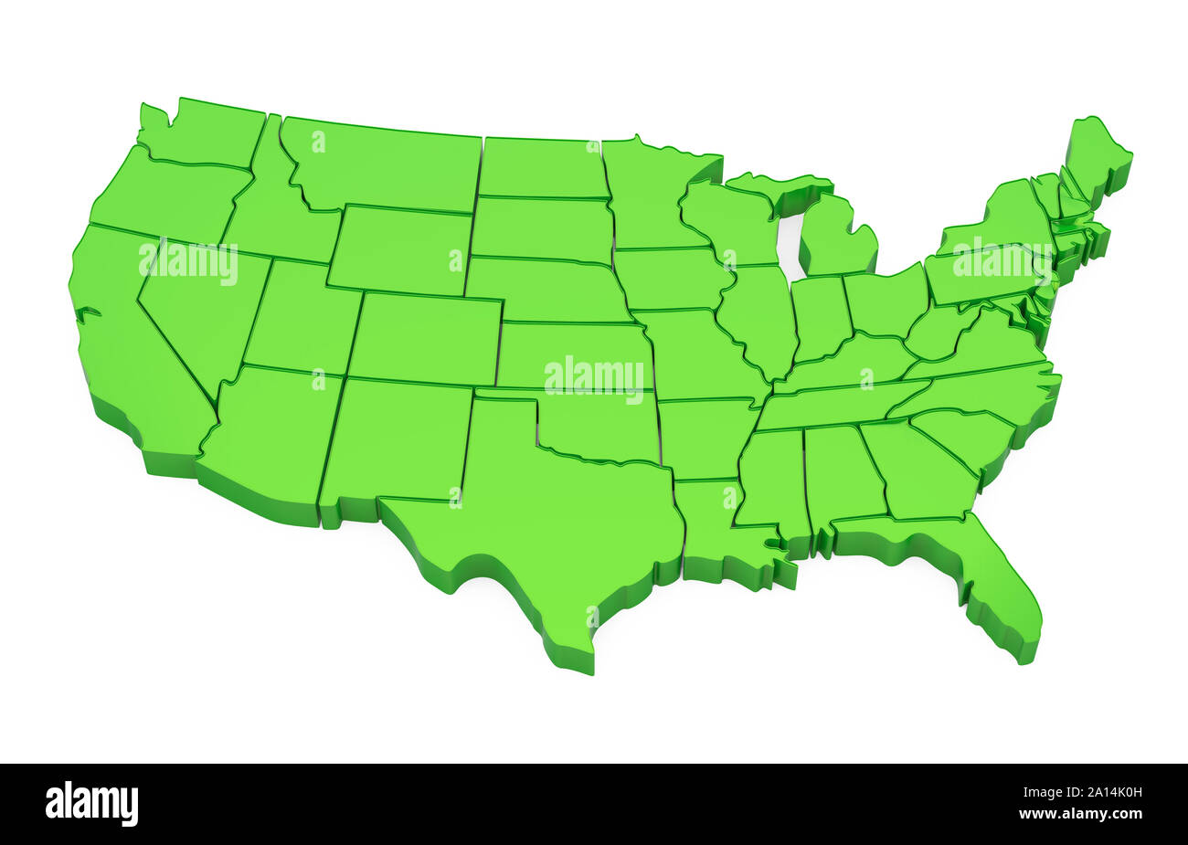 Green United States of America Map Isolated Stock Photo - Alamy
