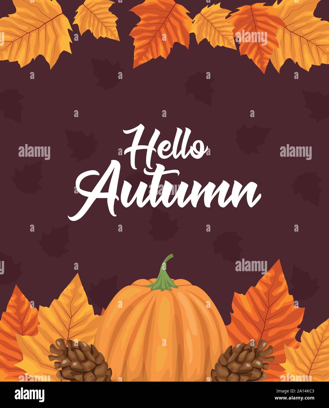 hello autumn season frame with fruits and leafs Stock Vector Image ...
