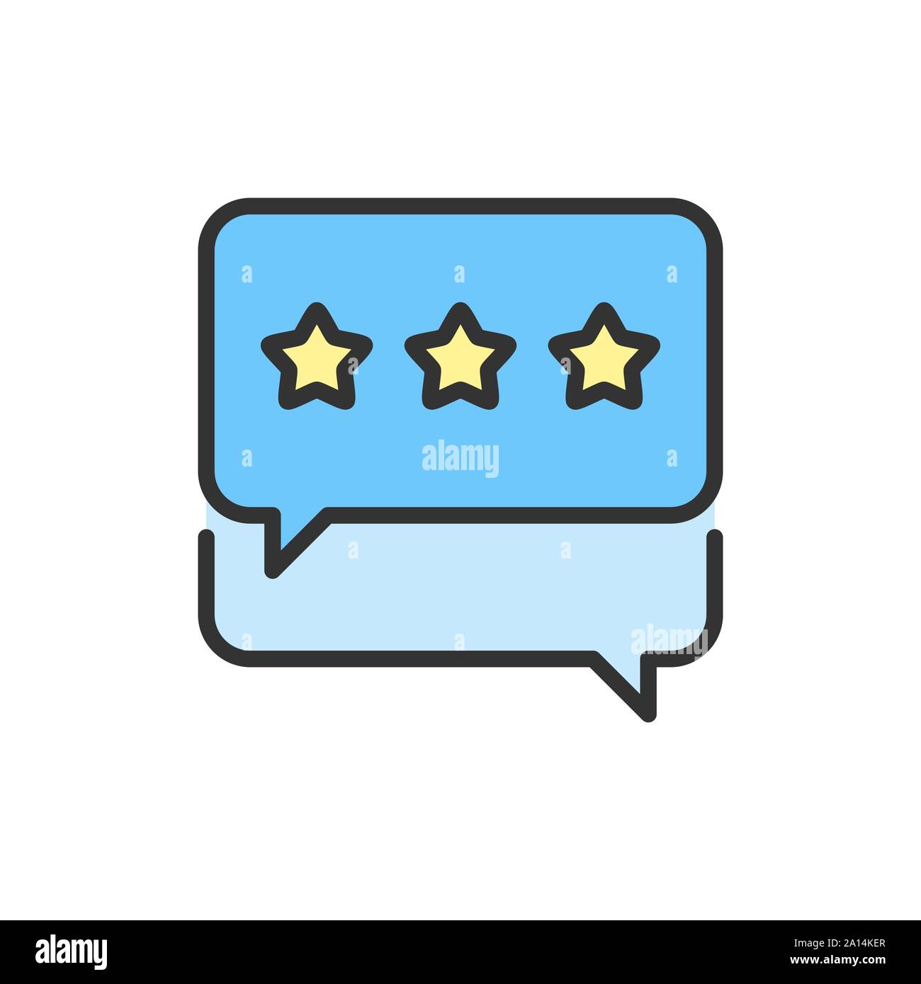 Vector star in chats, best choice, positive feedback flat color line ...