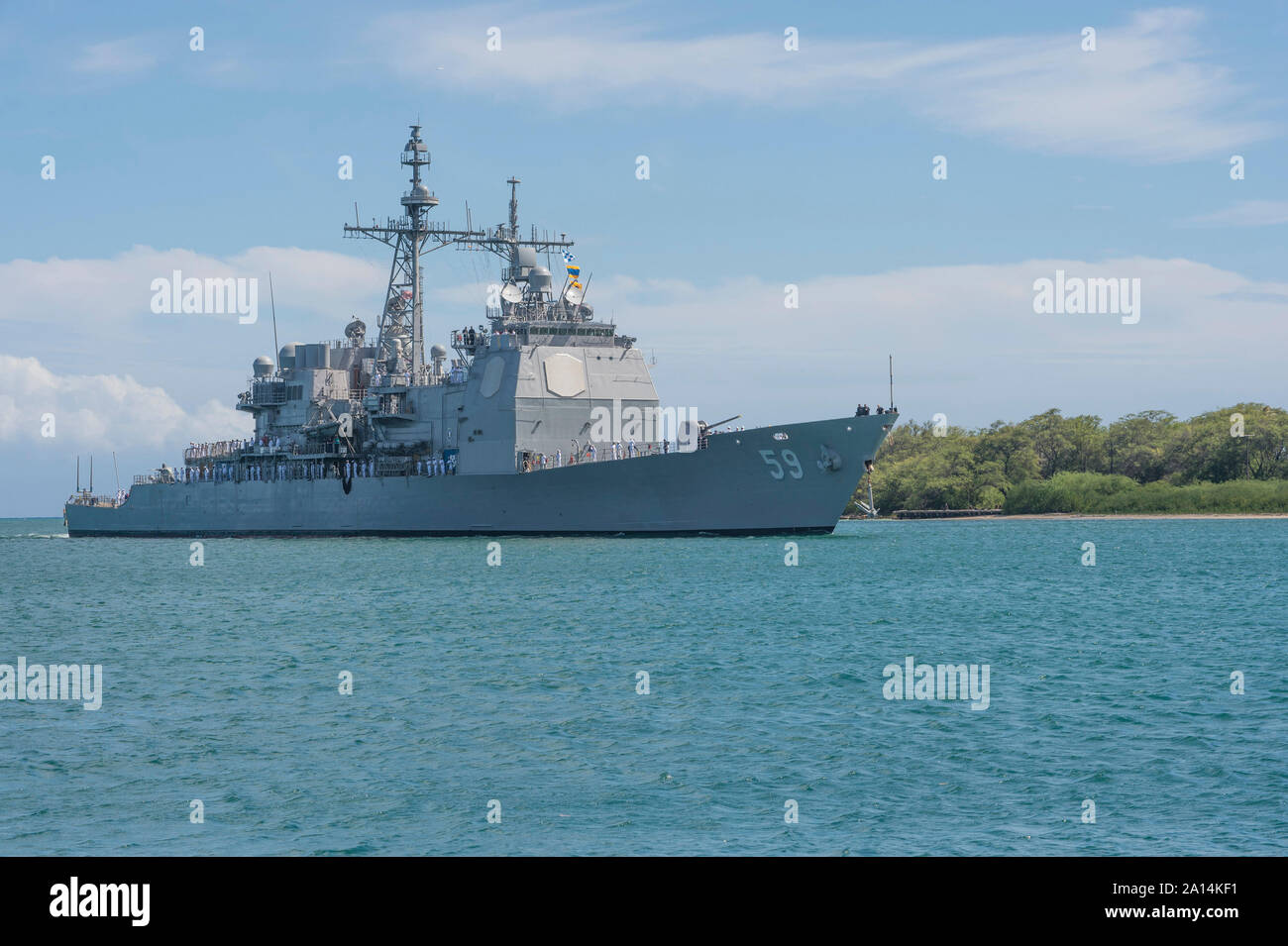 USS Princeton arrives at Joint Base Pearl Harbor-Hickam, Hawaii Stock ...