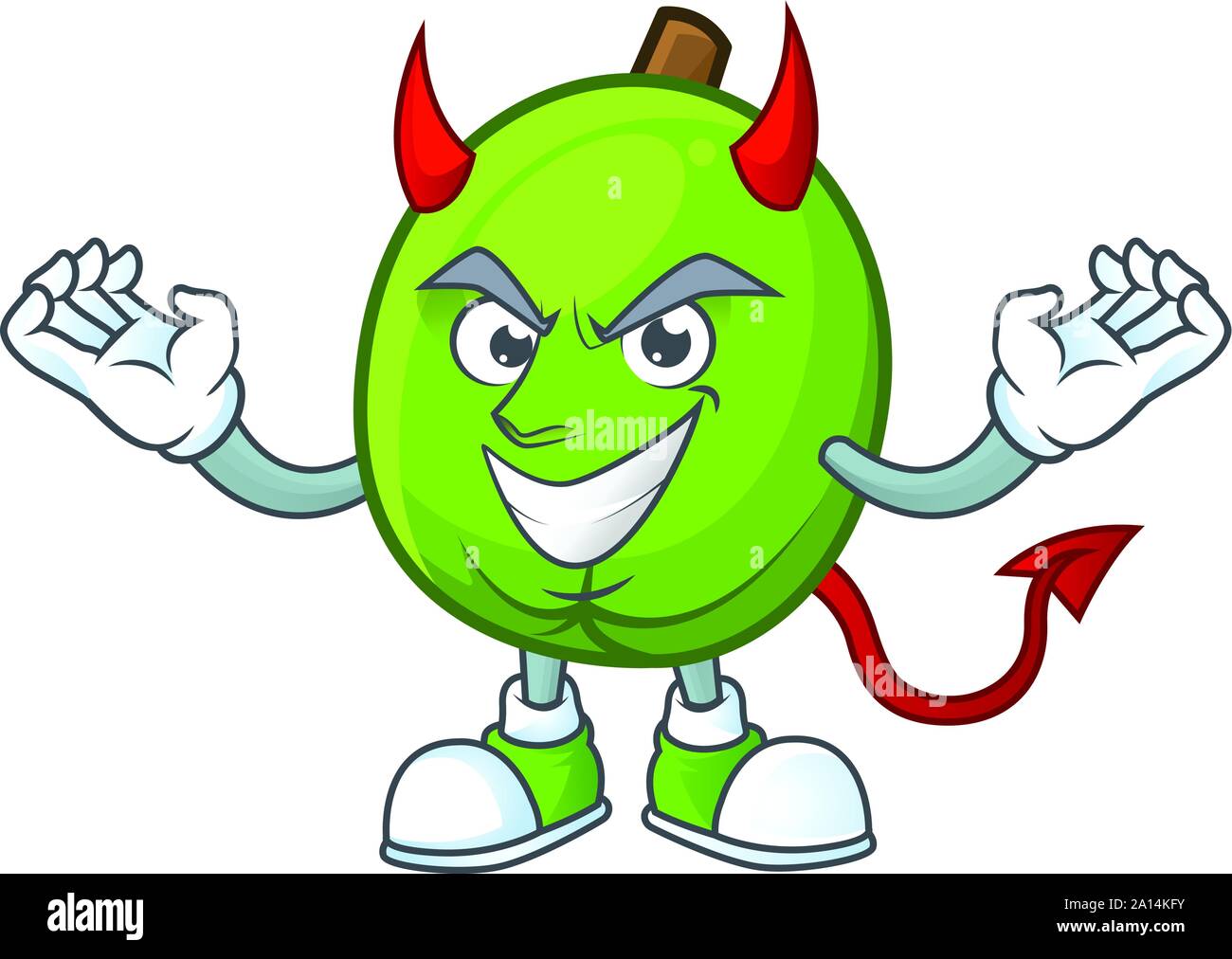 Devil casimiroa fruit cartoon character with mascot Stock Vector Image ...