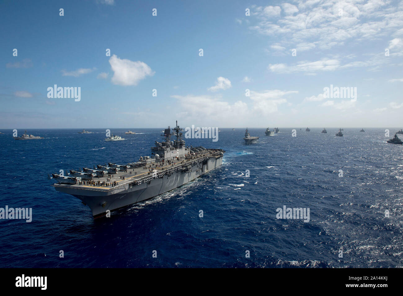 USS America leads a fleet of Navy ships during Rim of the Pacific 2016 ...