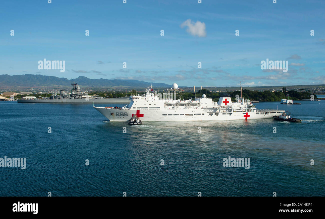 People's Liberation Army (Navy) hospital ship Peace Ark in Pearl Harbor ...