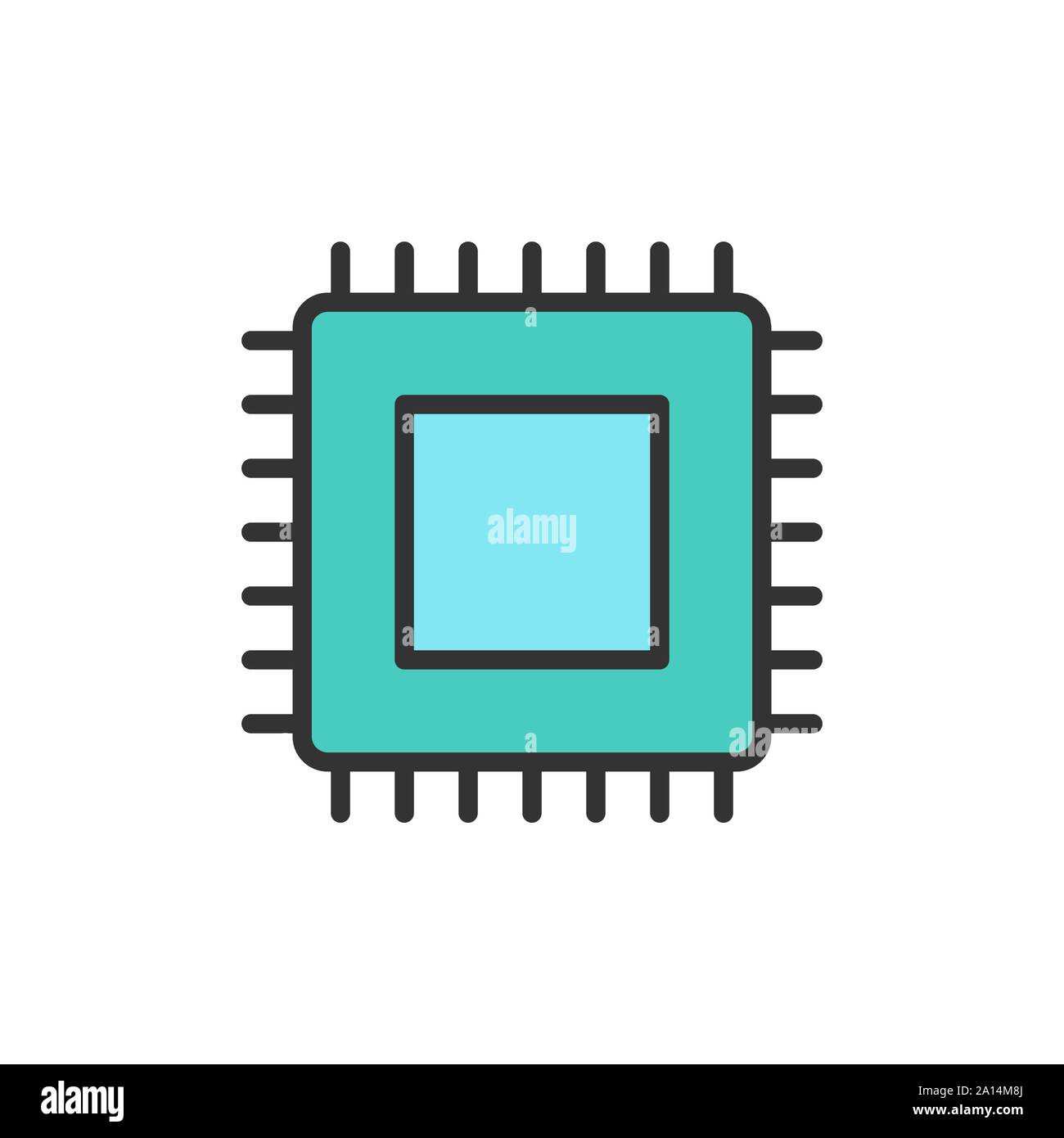 Vector Cpu Microprocessor Computer Chip Flat Color Line Icon Stock Vector Image And Art Alamy